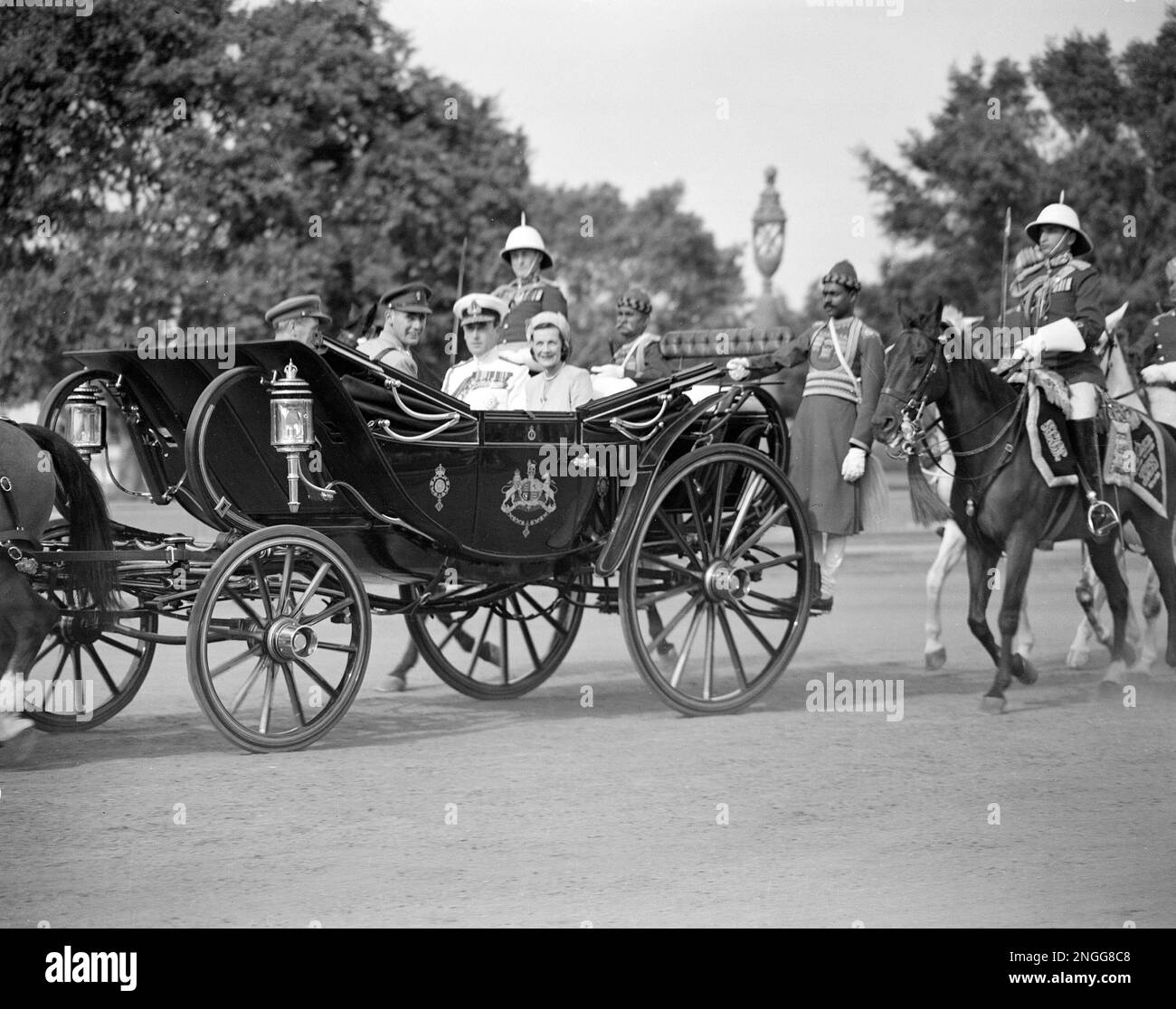 Lord Louis Mountbatten, wearing white naval uniform, new Viceroy of ...