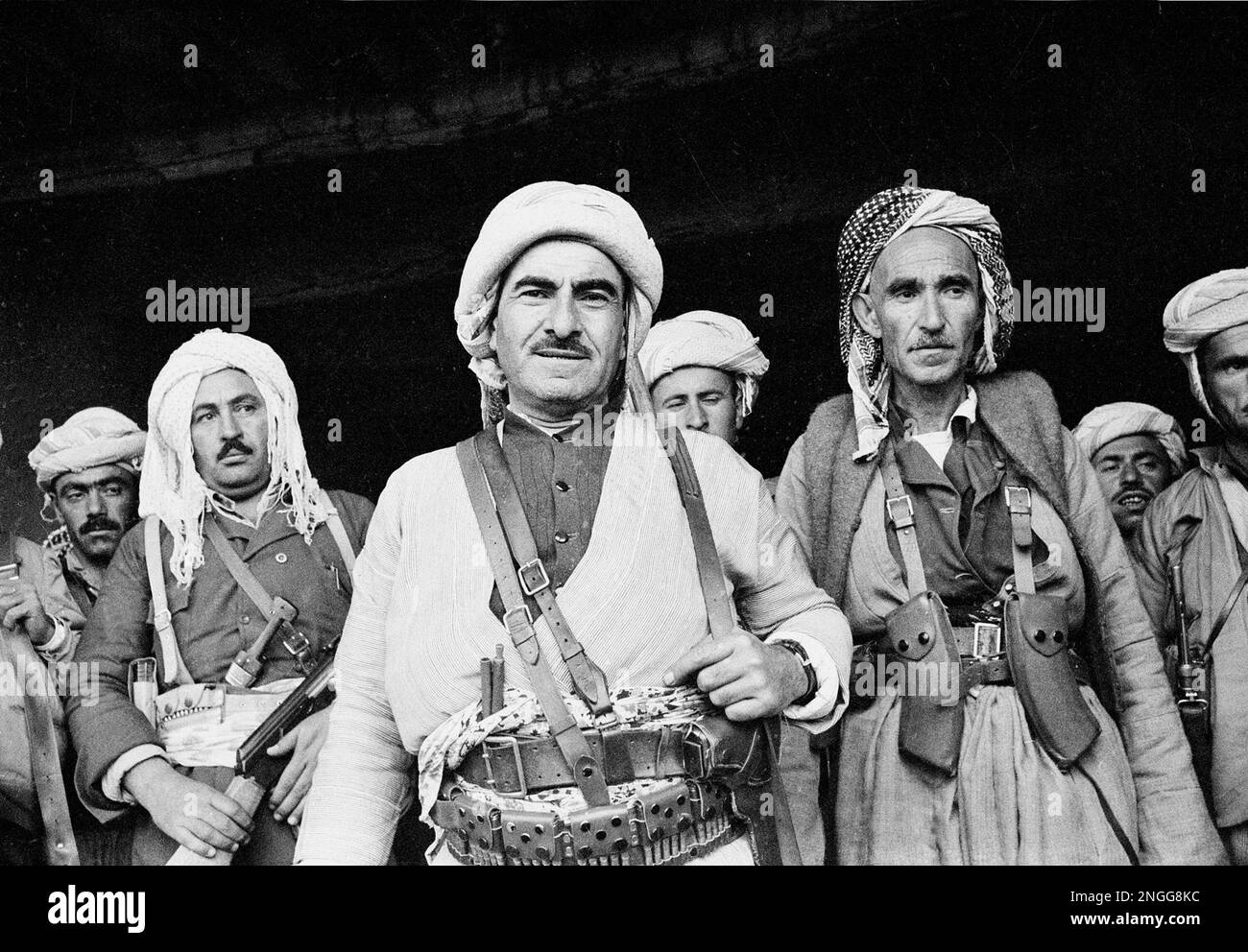 Kurdish rebel chief Mullah Mustafa Barzani is shown with his personal ...