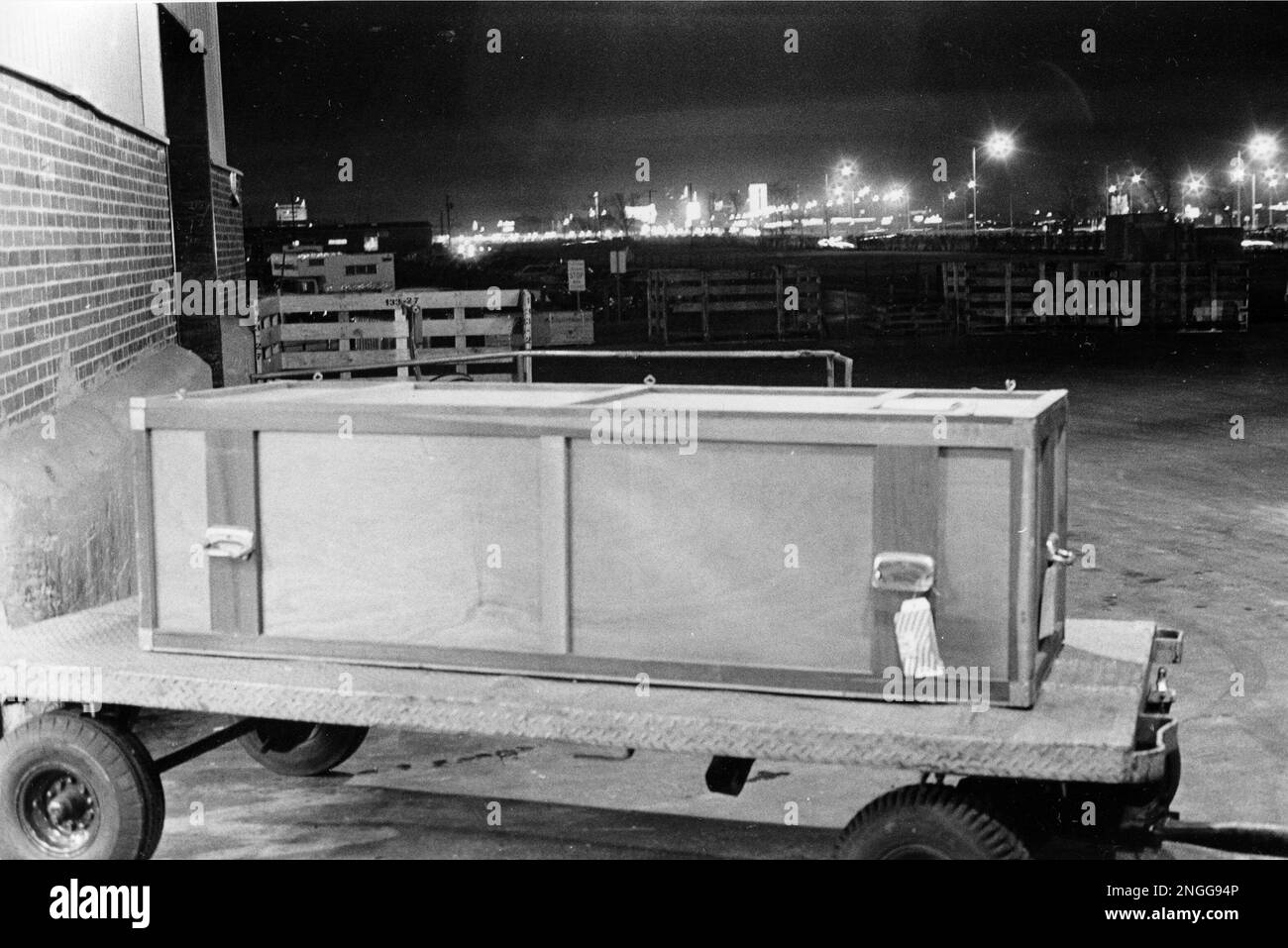 A shipping crate containing the casket and body of Jack Ruby rests on a ...