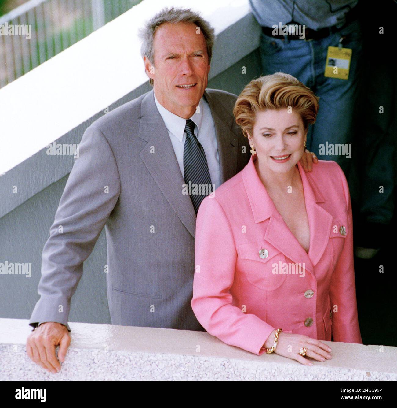 American actor Clint Eastwood and French actress Catherine Deneuve pose ...