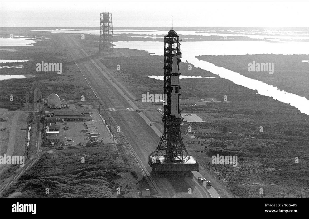 The Saturn 1B rocket for Skylab is transported this morning at Cape ...