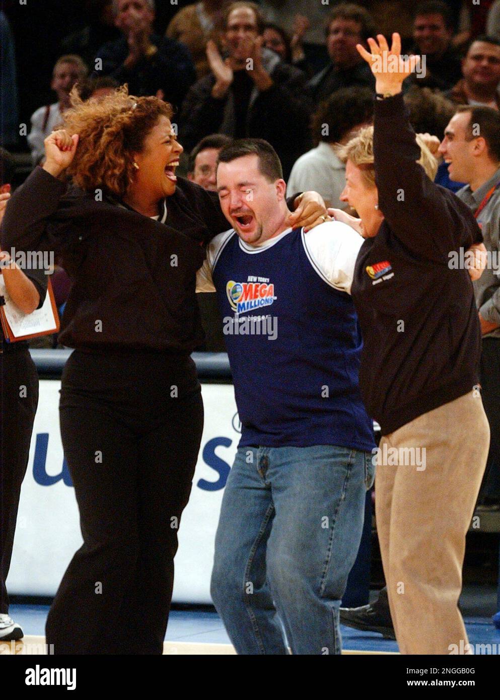 Keith Bishop Jr., center, of Hudson Falls, N.Y., celebrates after ...