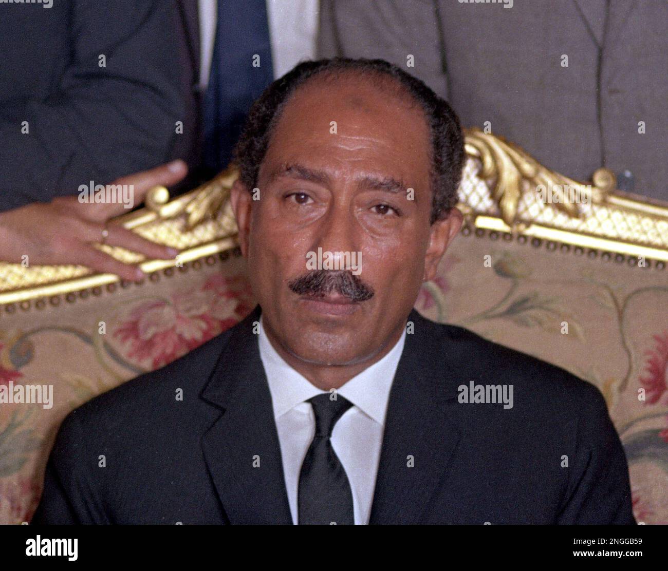 Egyptian President of the United Arab Republic, Anwar al-Sadat, is seen ...