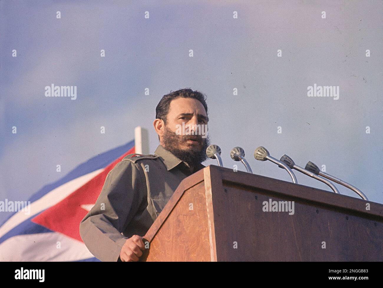 Cuban Prime Minister Fidel Castro is seen as he delivers a speech ...