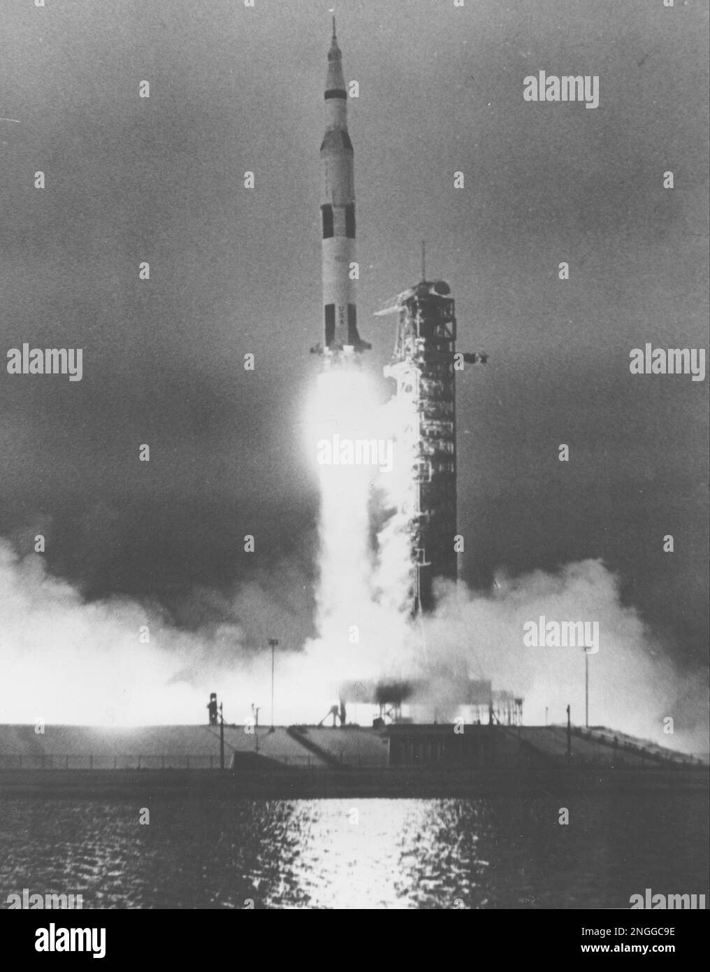 The towering Saturn 5 rocket carrying the Apollo 9 spacecraft and the ...