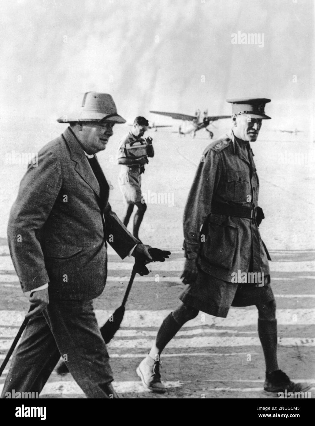 British Premier Winston Churchill is welcomed by General Sir Claude J.E ...