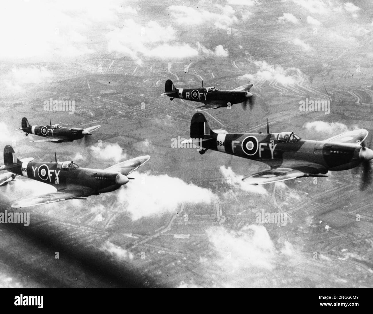 Four Supermarine Spitfires from the international squadron of Britain's ...
