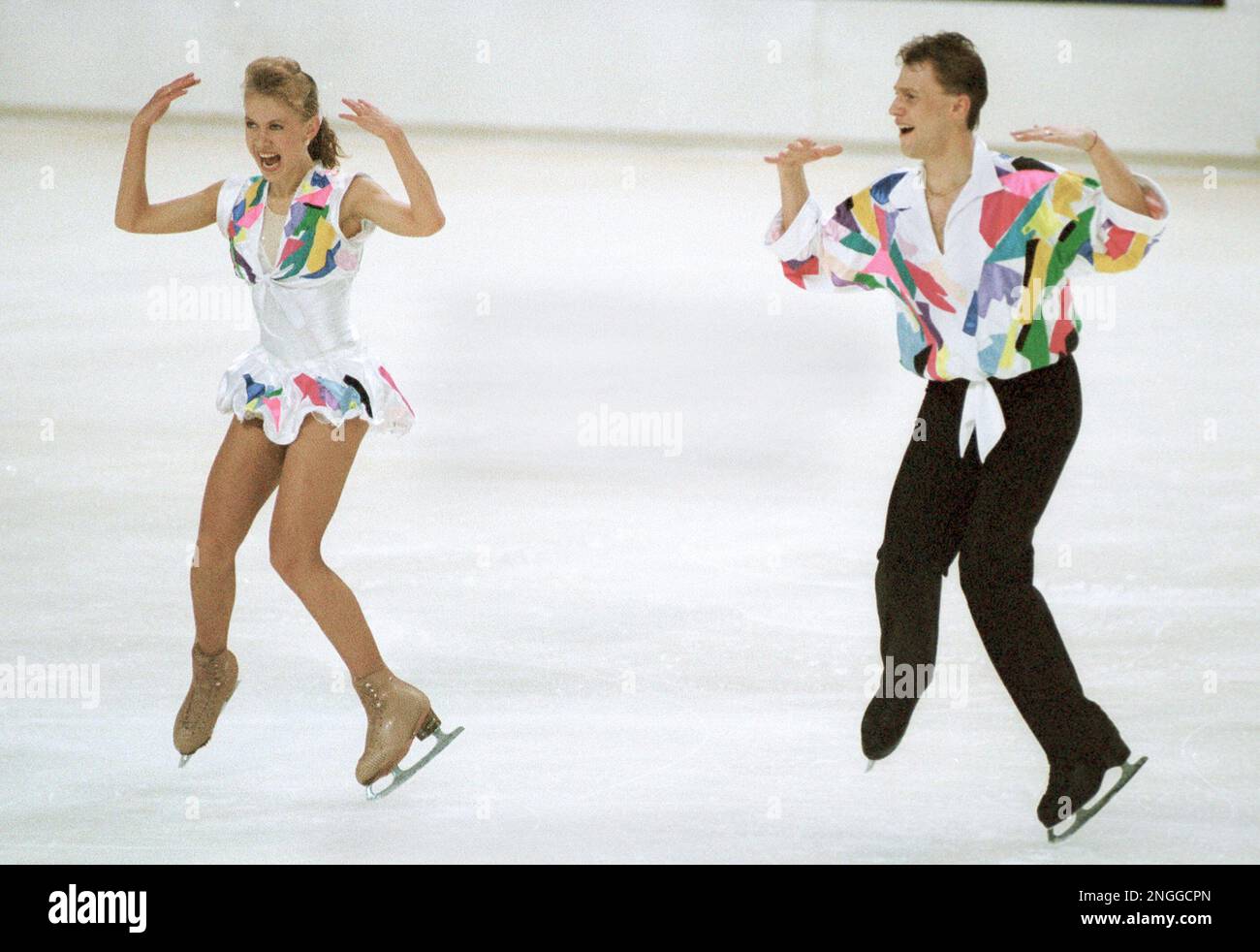 Oksana Baiul, left, and Victor Petrenko perform their light-hearted ...