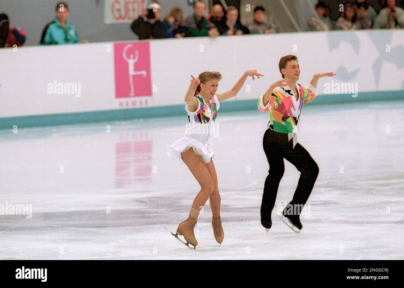Ukranian gold medalist Oksana Baiul performs with her mentor Victor ...