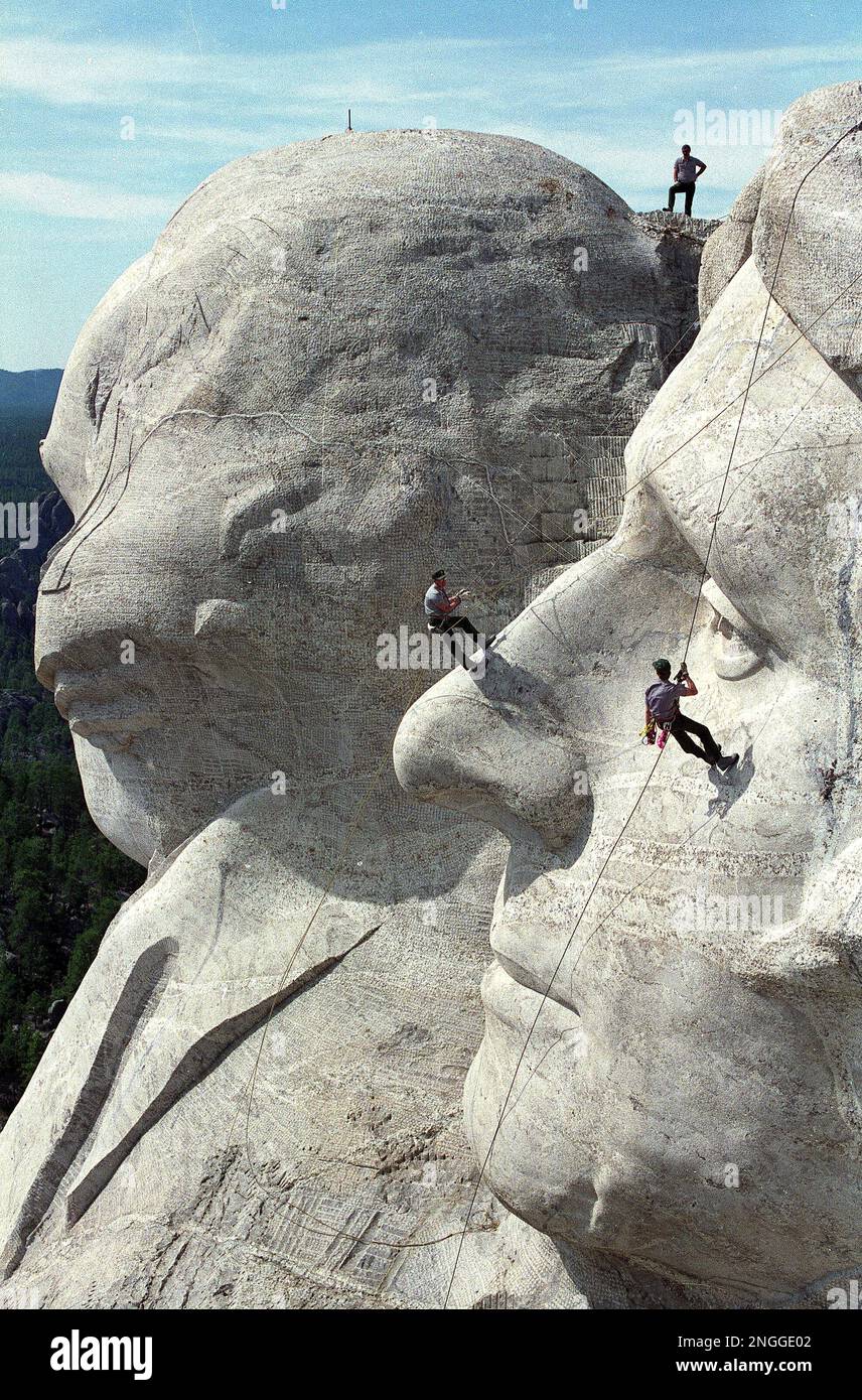 National Park Service ranger Jeff Glanzer mans a winch atop Mount ...
