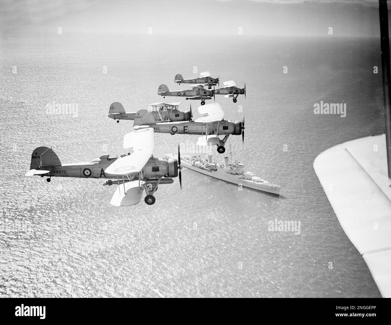A formation of Swordfish Torpedo bombers from RAF Gosport fly over the ...