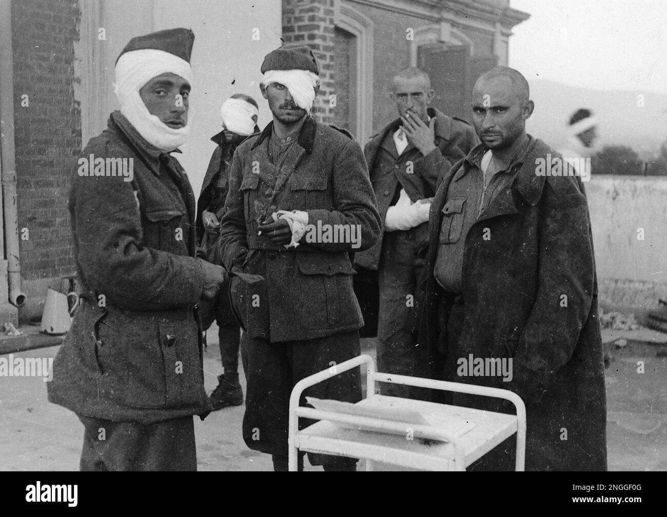 Wounded Italian prisoners of war are seen at a military hospital in ...