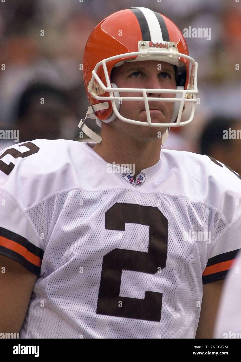 Cleveland Browns quarterback Tim Couch stands on the sideline during ...