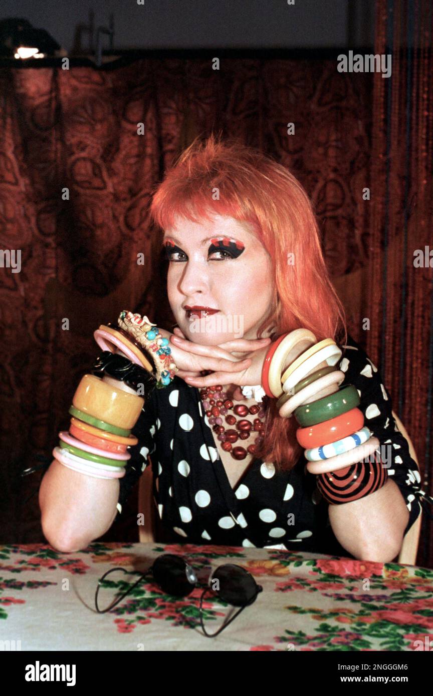 Singer Cyndi Lauper poses at Panavideo Studios in New York City on Aug ...