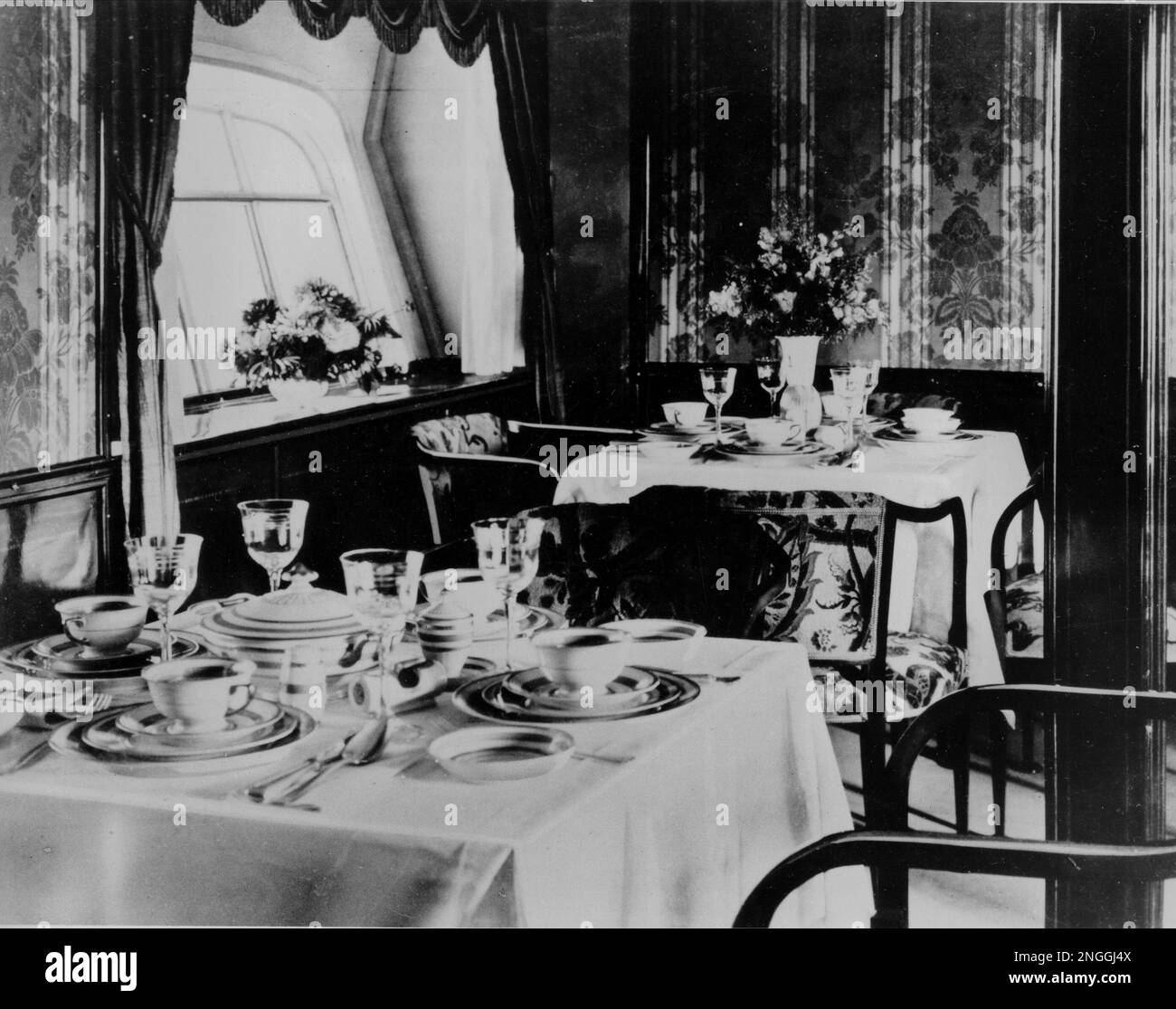 The Salon is transformed into a dining room aboard the German airship ...