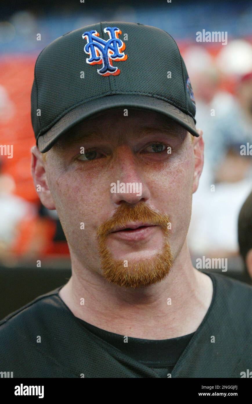 New York Mets right handed pitcher John Thomson talks to reporters ...