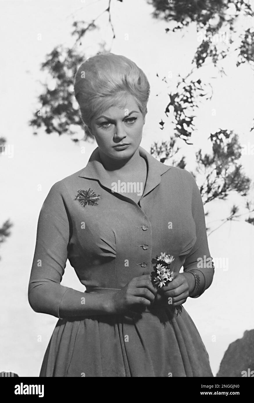 Swedish actress Anita Ekberg is shown during filming of a scene in the ...