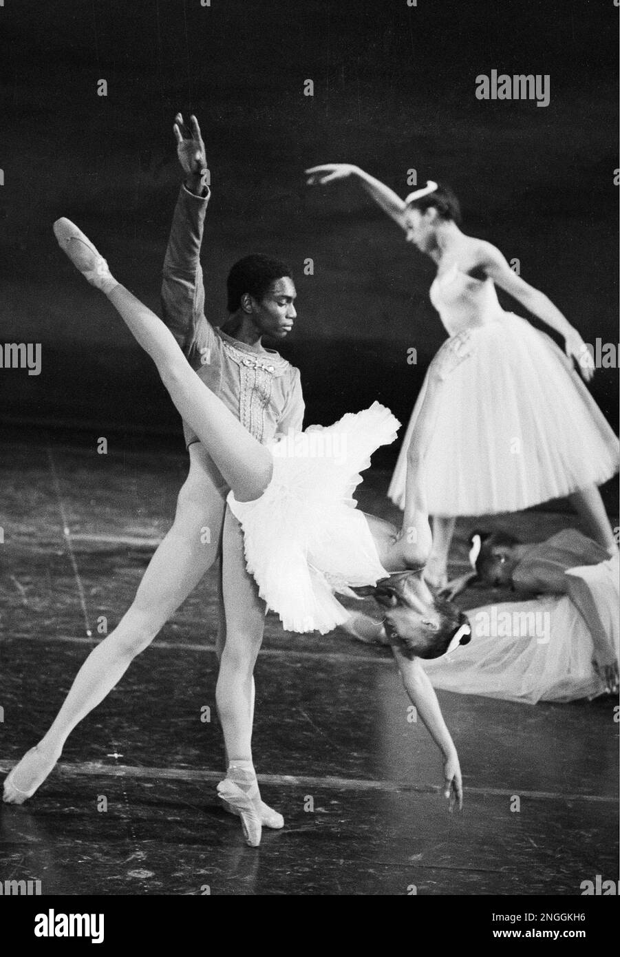 Members of the Dance Theater of Harlem rehearse Swan Lake on the stage ...