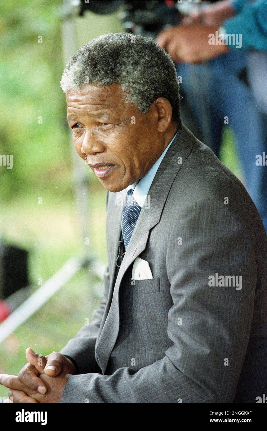ANC leader and symbol of resistance to apartheid, Nelson Mandela, is ...