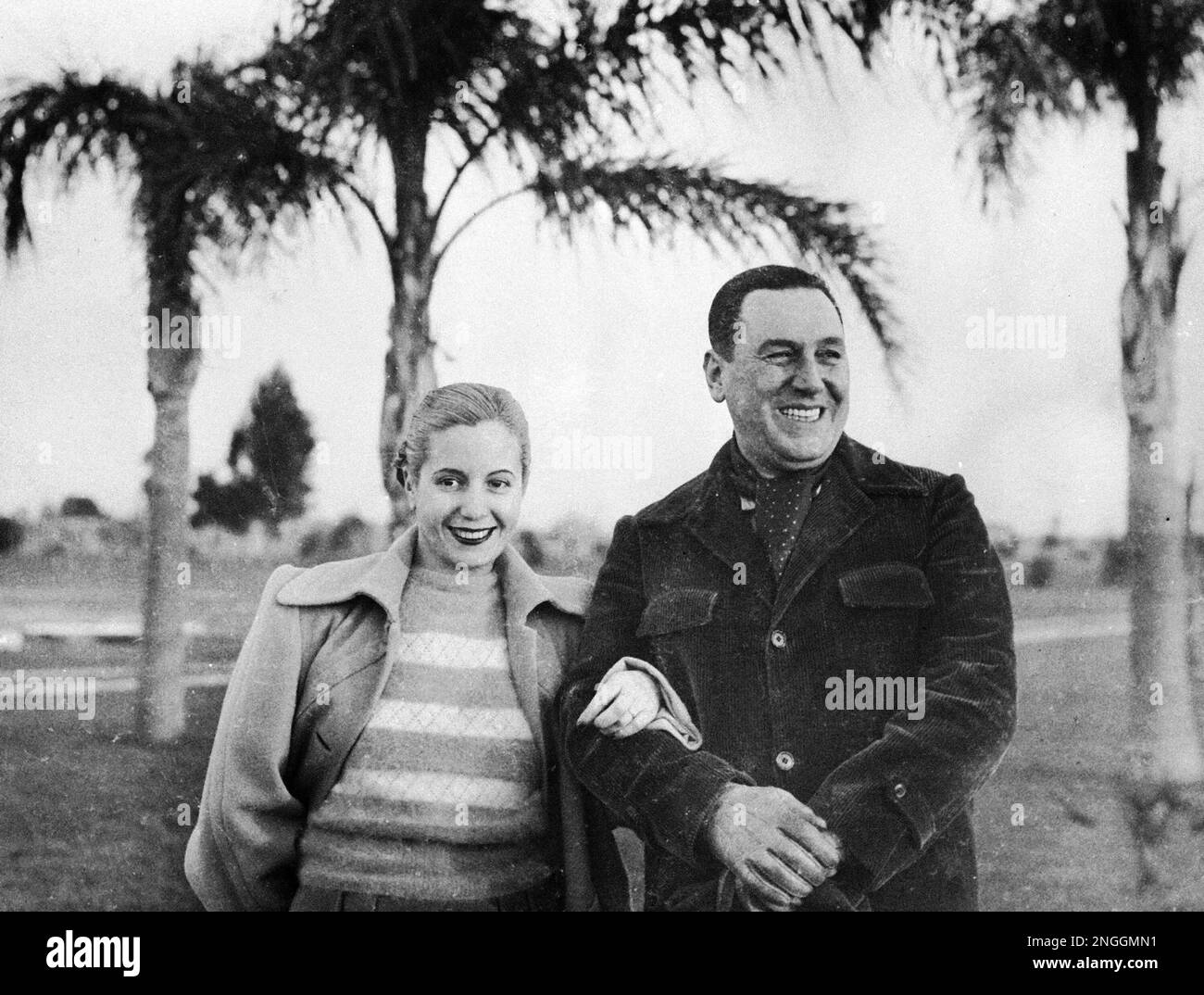 Juan Peron, President of Argentina, and his wife Eva Peron are seen in ...