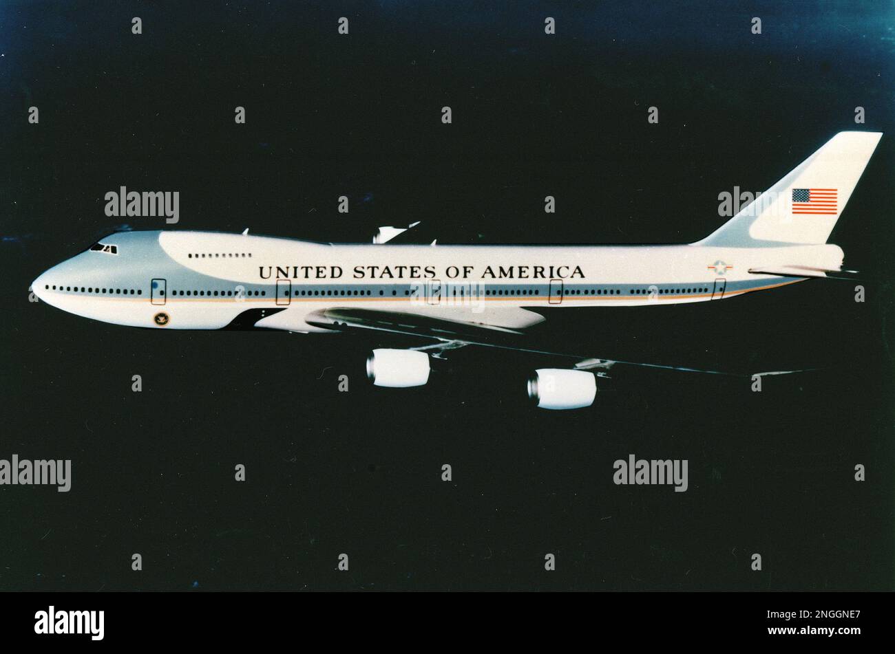 This is an artist's rendering of a Boeing 747-200 aircraft shown in ...