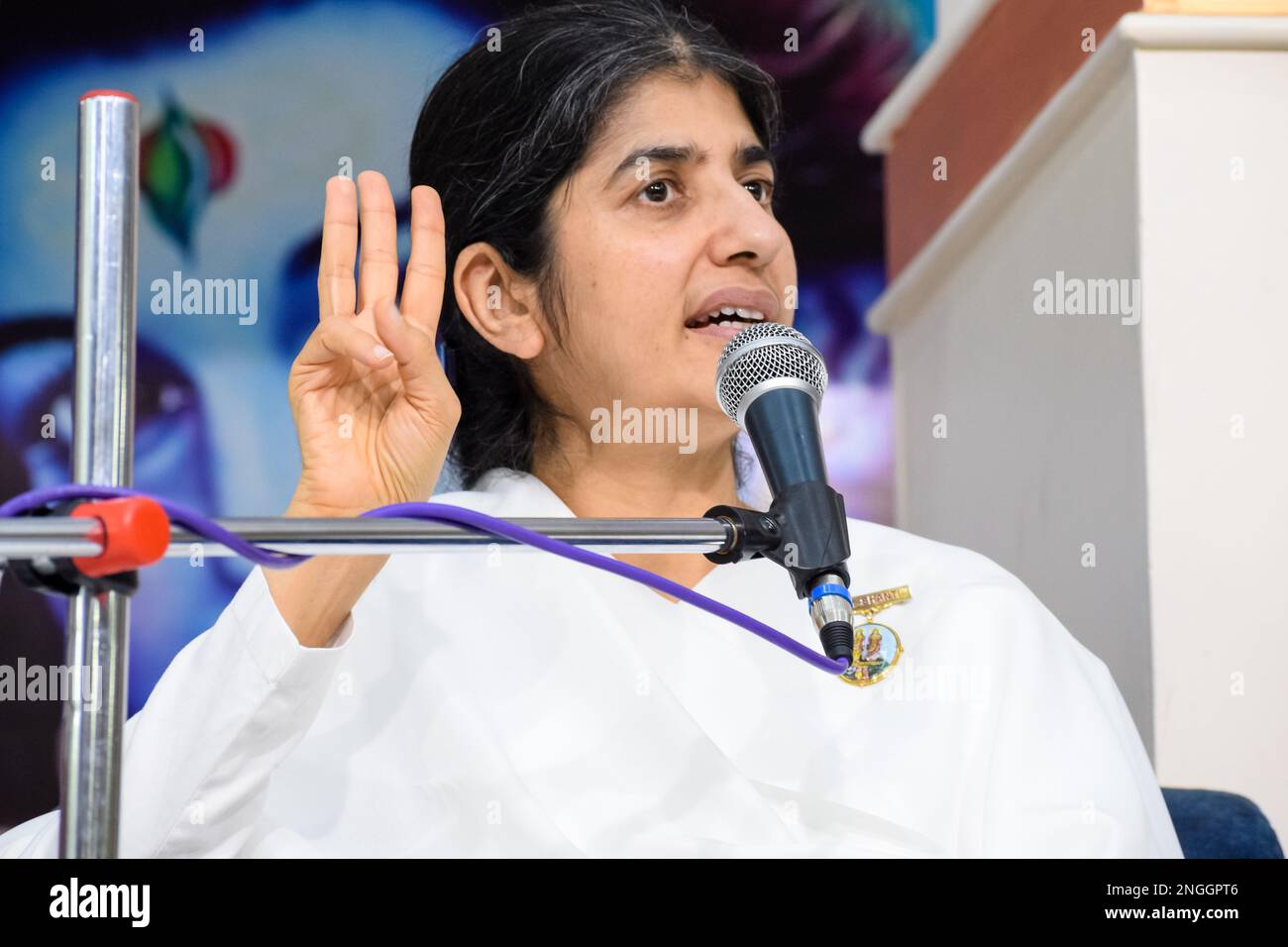 New Delhi, India, October 16 2022 - BK Shivani during meditation ...