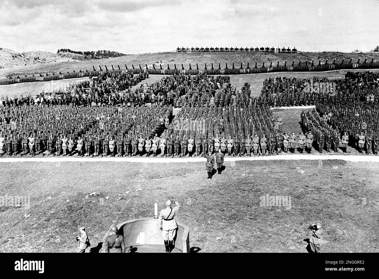 Dictator-Premier of Italy Benito Mussolini, foreground, stands on a ...