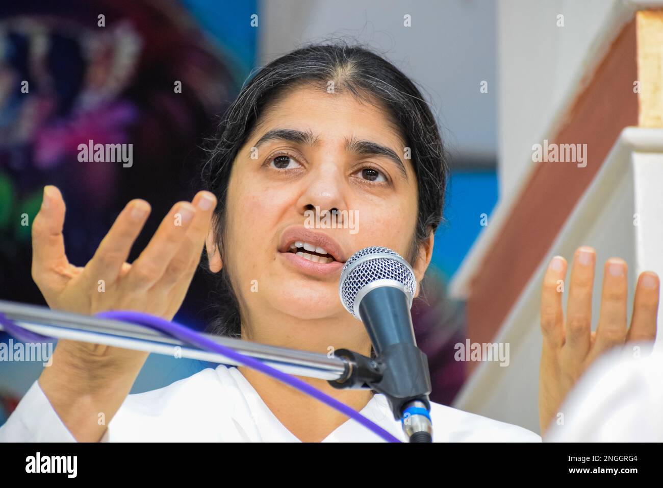 New Delhi, India, October 16 2022 - BK Shivani during meditation ...