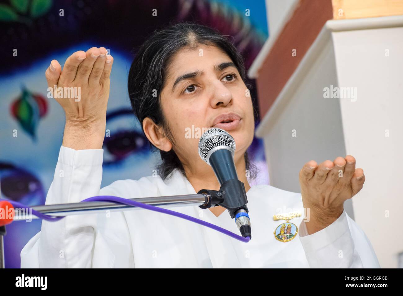 New Delhi, India, October 16 2022 - BK Shivani during meditation ...
