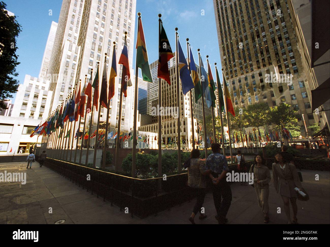 This is a general view showing the international flags in the plaza at ...