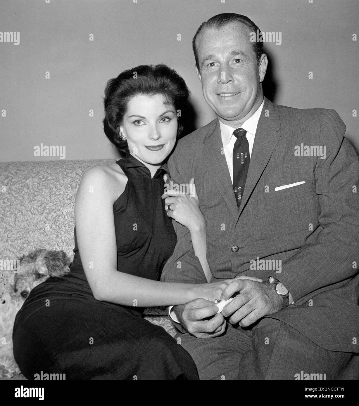 Actress Debra Paget and movie producer-director Budd Boetticher pose in ...