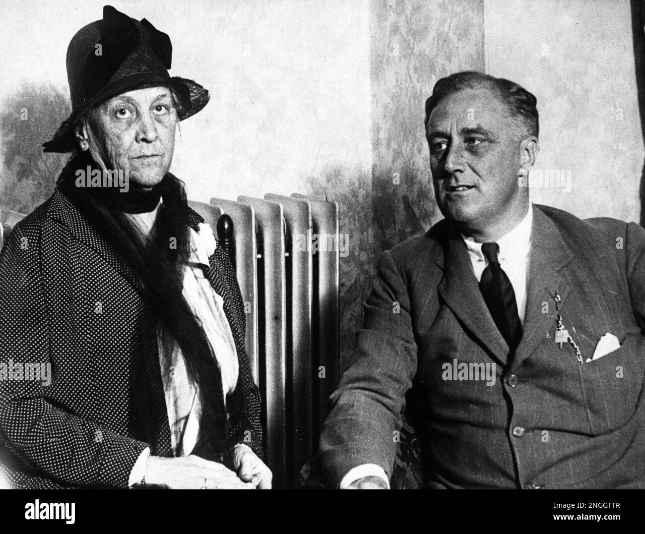 Governor of New York Franklin D. Roosevelt, right, is shown with his ...