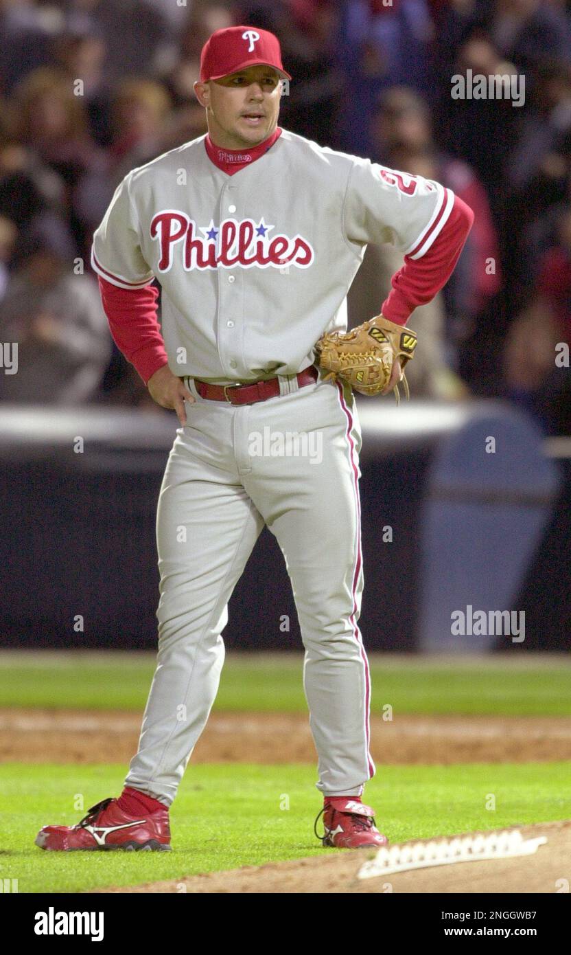 Philadelphia Phillies pitcher Ricky Bottalico reacts after giving up ...