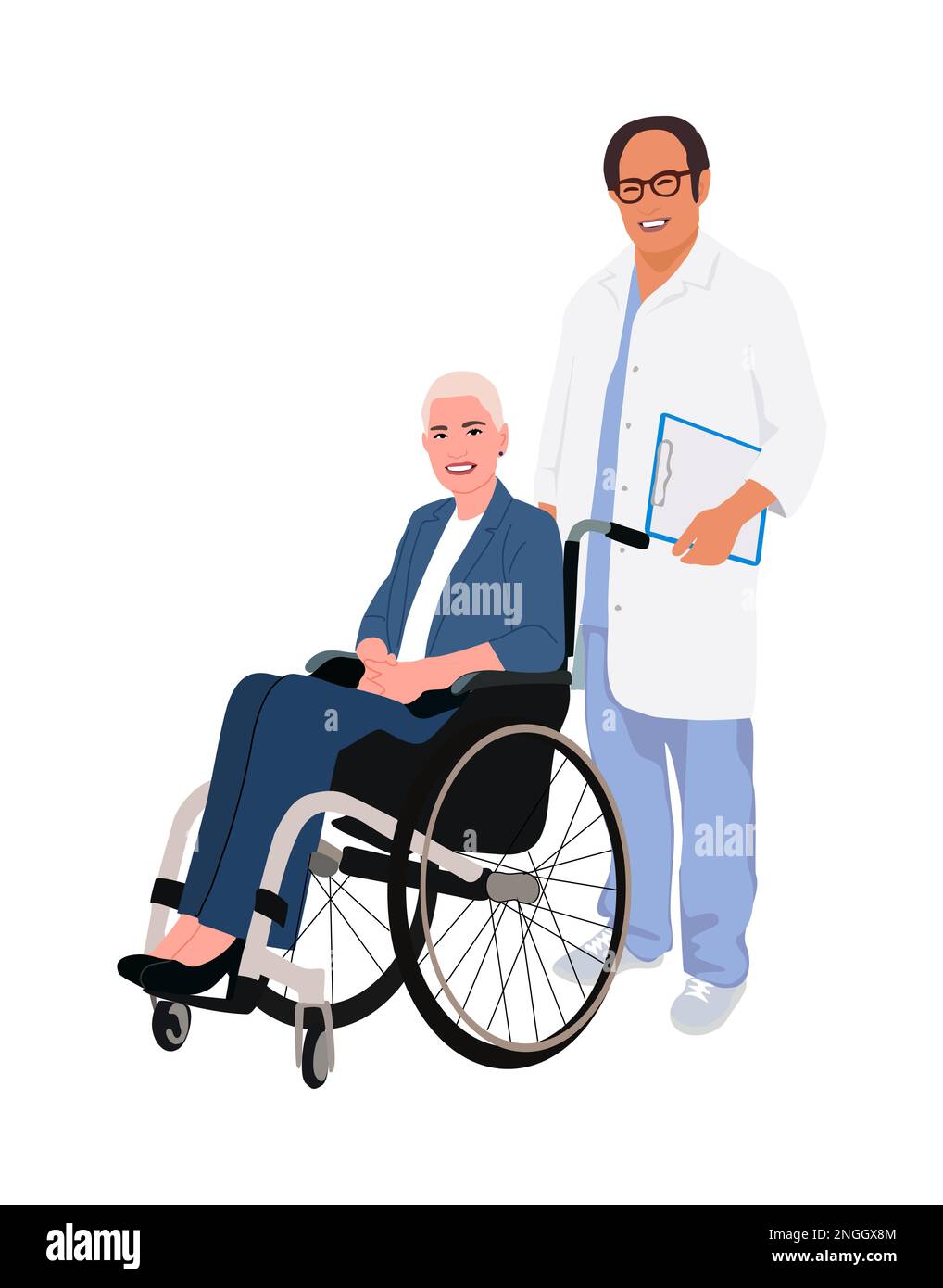 Doctor with patient in wheelchair vector isolated Stock Vector Image ...