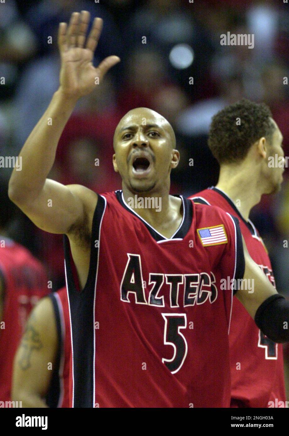 San Diego State's Al Faux waves goodbye to Wyoming fans at the end of ...