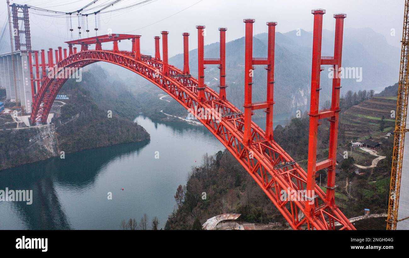 Guiyang. 17th Feb, 2023. This aerial photo taken on Feb. 17, 2023 shows ...