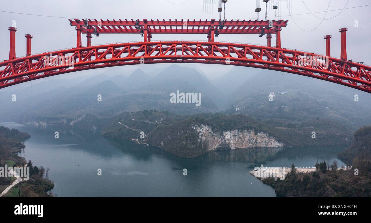 Guiyang. 17th Feb, 2023. This aerial photo taken on Feb. 17, 2023 shows ...
