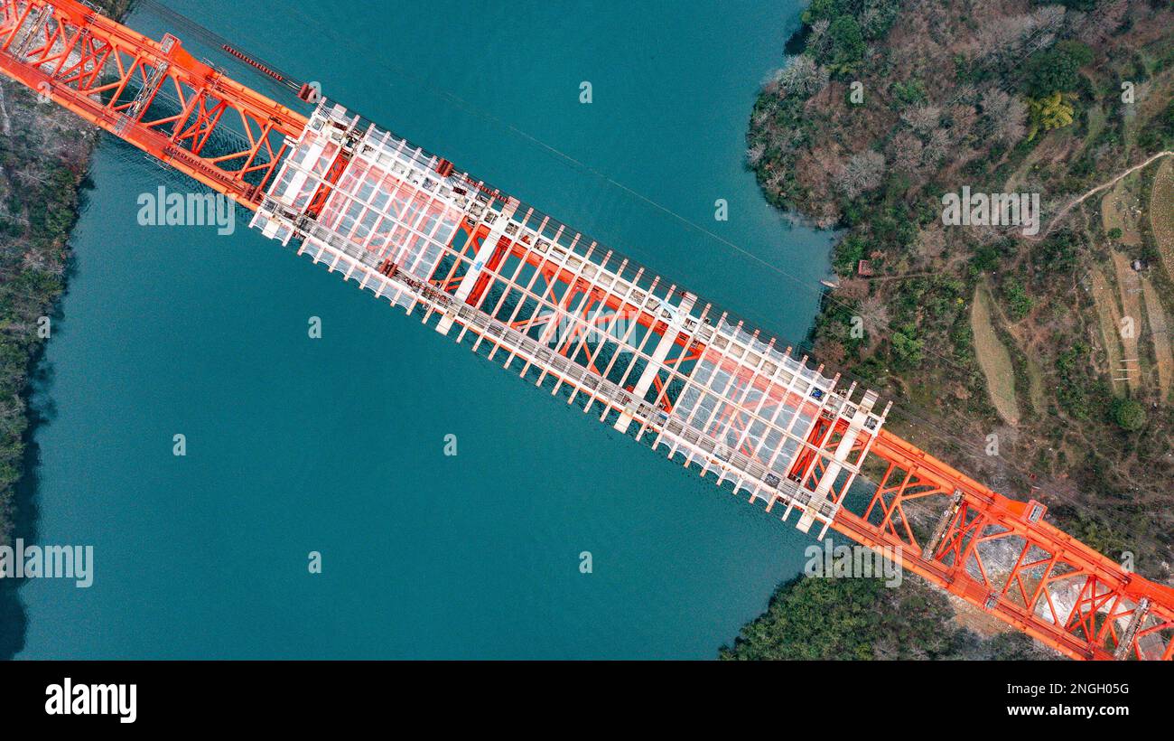 Guiyang. 17th Feb, 2023. This aerial photo taken on Feb. 17, 2023 shows ...