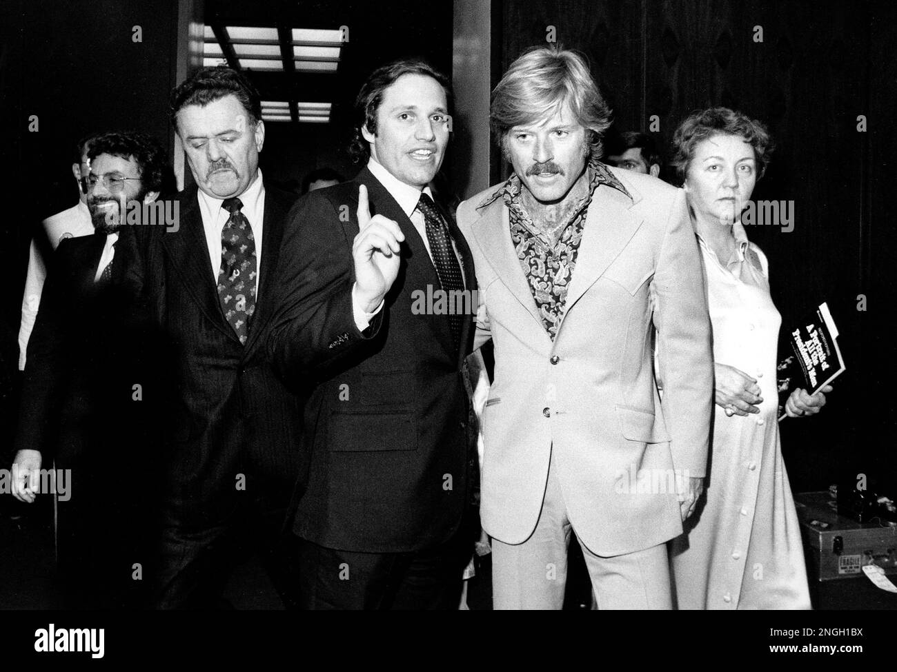 Washington Post reporter Bob Woodward, left, talks with actor Robert ...