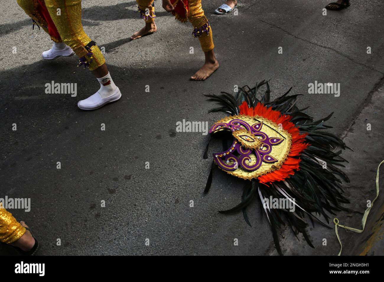 Manila, Philippines. 18th Feb, 2023. A headdress costume is seen on the ...
