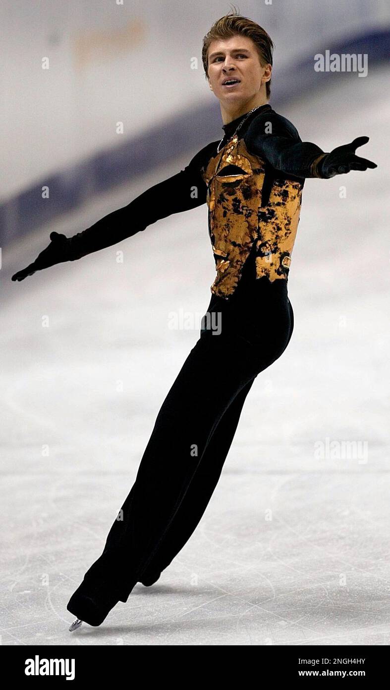 Russian figure skater Alexei Yagudin skates to a gold medal in the men ...