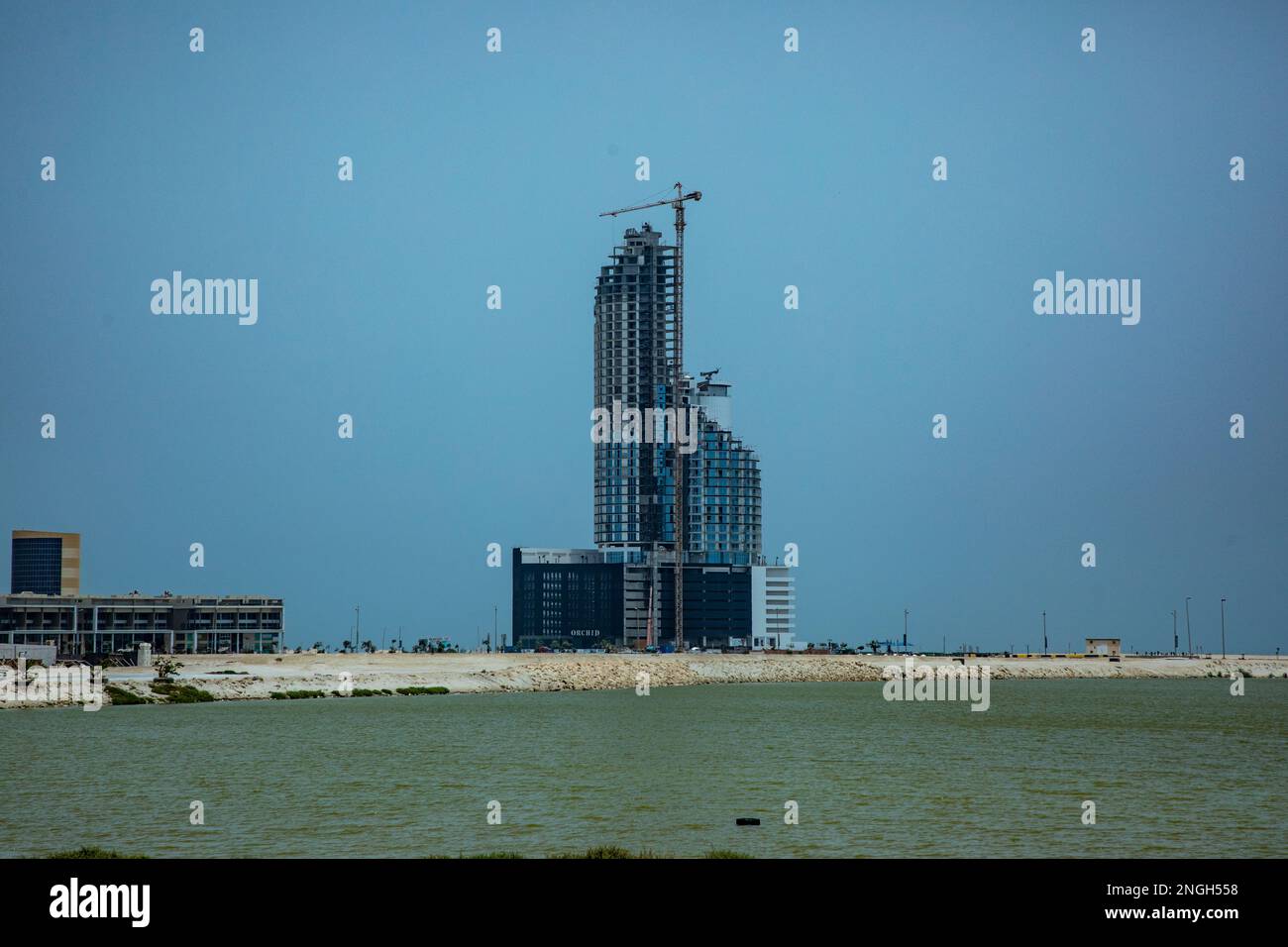 Skyline of Manama from the Persian Gulf. The Kingdom of Bahrain Stock ...