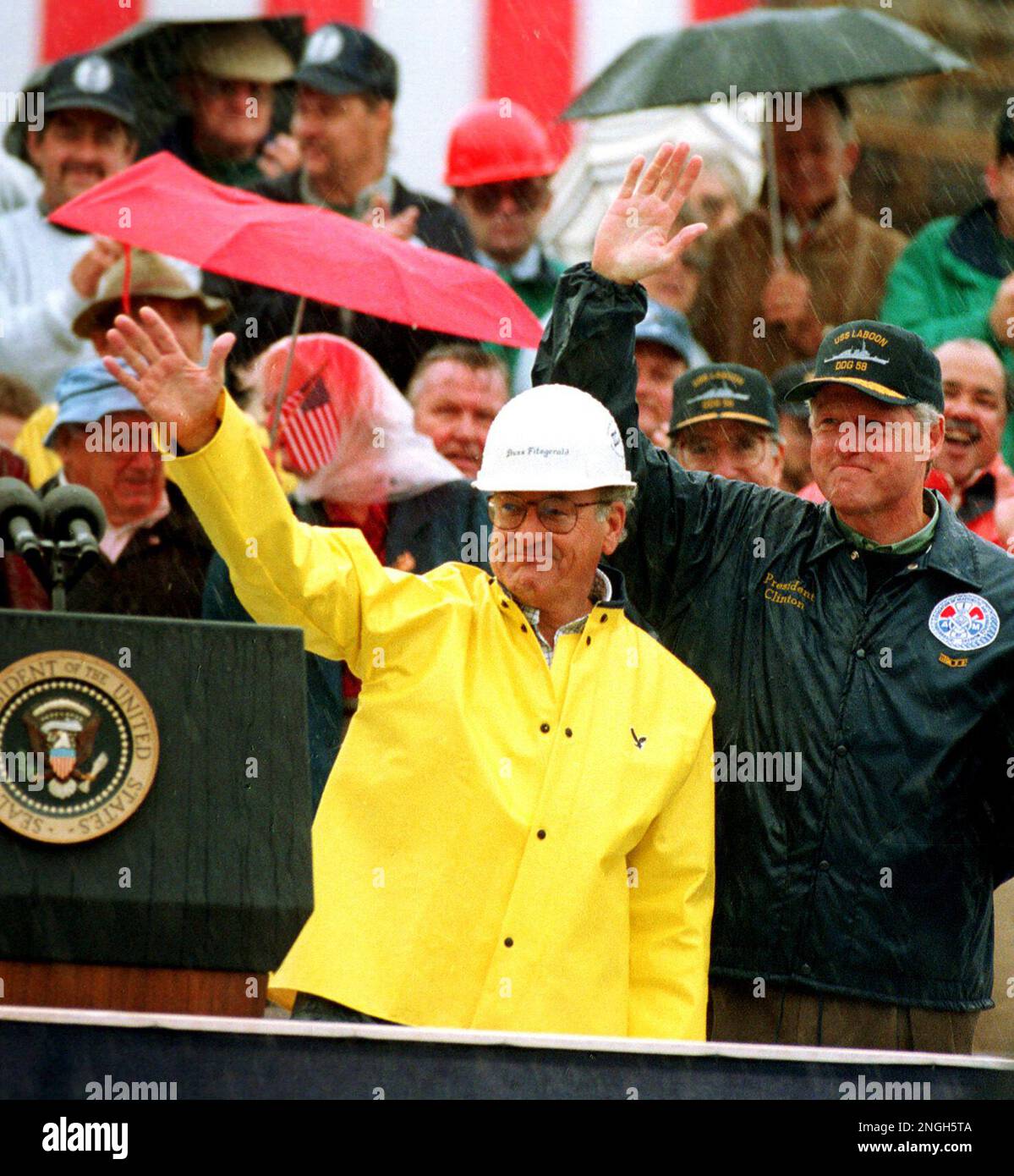 Bath Iron Works President and CEO Duane "Buzz" Fitzgerald, left, is ...