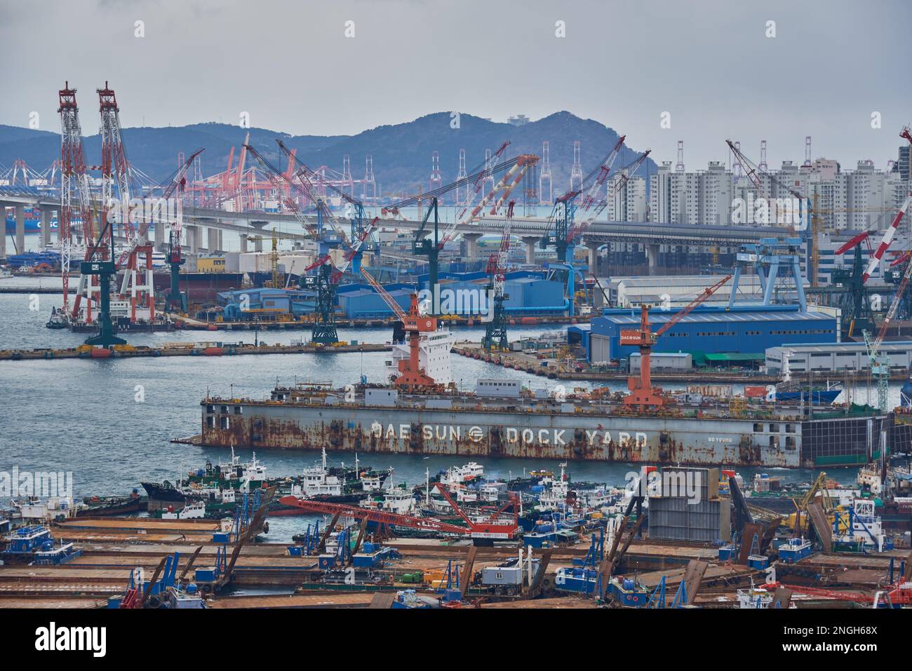 Port of Busan largest harbor in South Korea on 15 February 2023 Stock ...