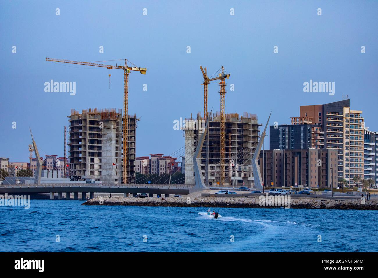 Skyline of Manama from the Persian Gulf. The Kingdom of Bahrain Stock ...