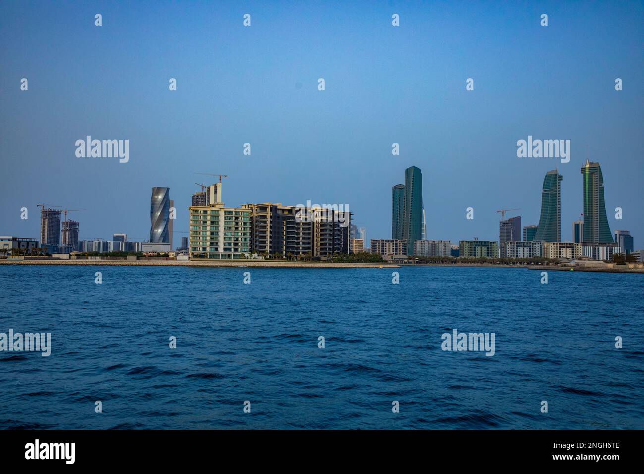 Skyline of Manama from the Persian Gulf. The Kingdom of Bahrain Stock ...