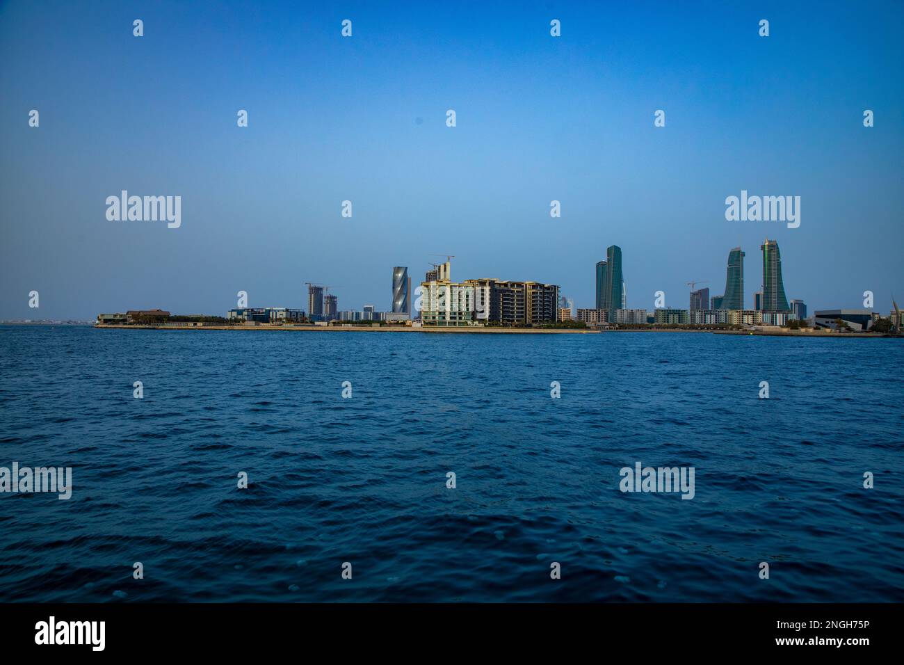 Skyline of Manama from the Persian Gulf. The Kingdom of Bahrain Stock ...
