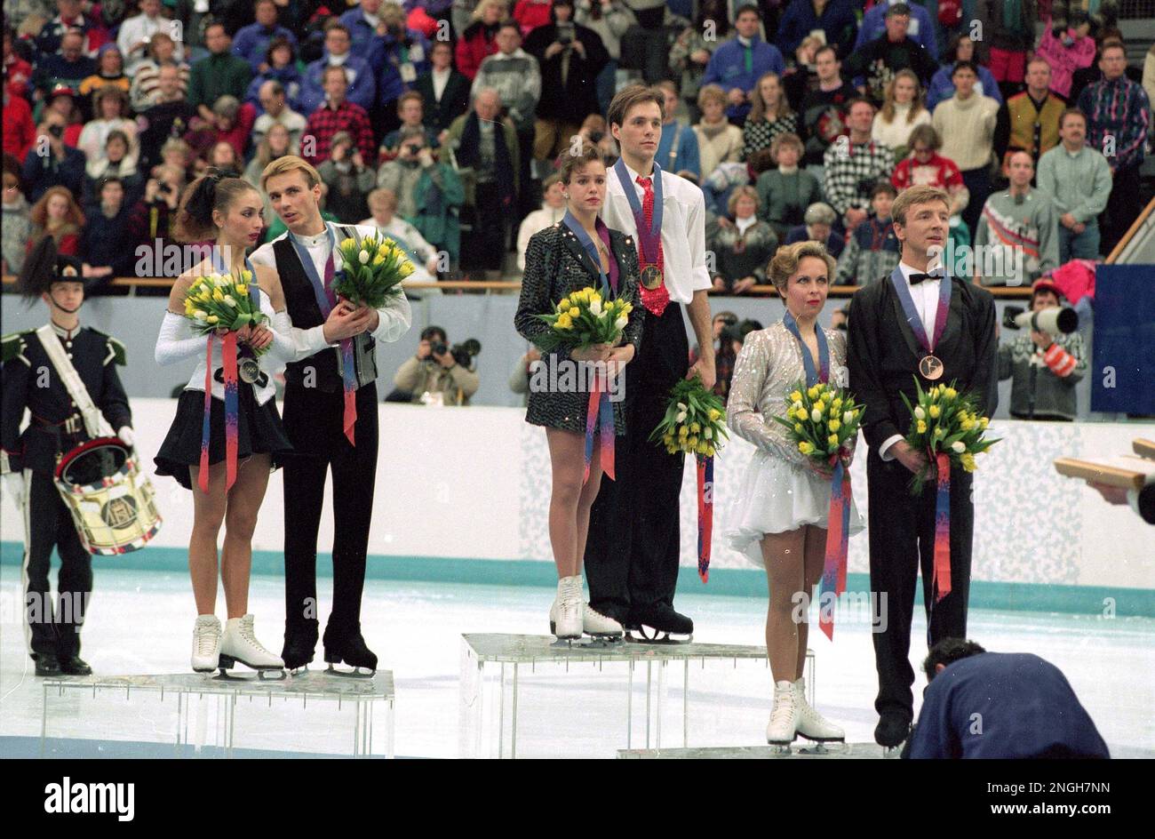 The medal winners for the ice dancing competition in the XVII Winter ...
