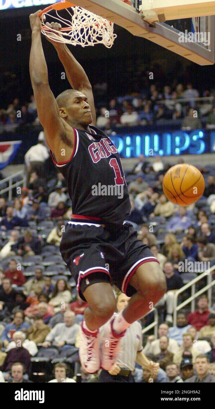 Chicago Bulls' Ron Artest dunks on a breakaway during the fourth ...