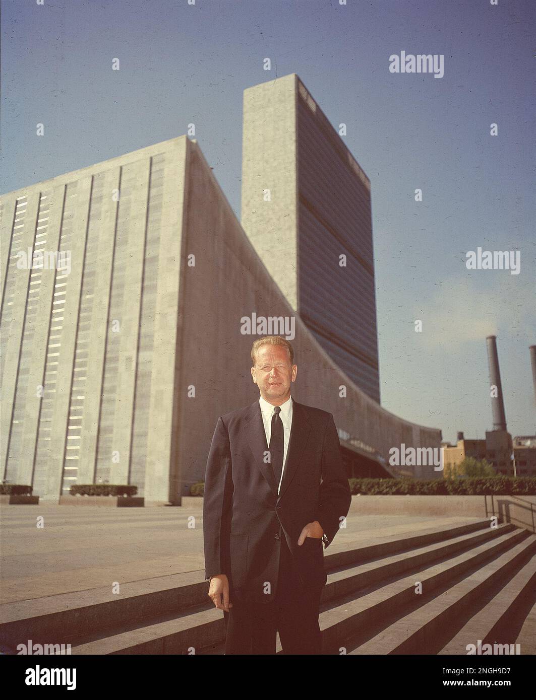 Secretary General of the United Nations Dag Hammarskjold poses outside ...